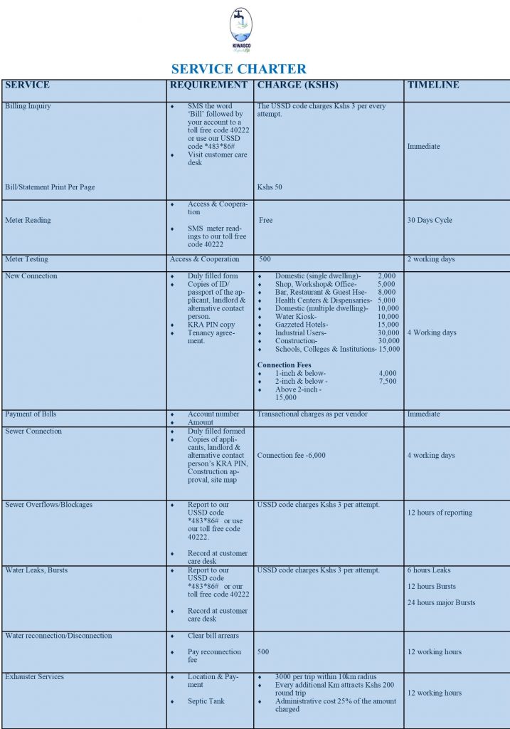 Customer Care - Kisumu Water and Sanitation Company, KIWASCO